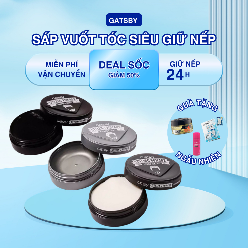 Sáp vuốt tóc nam Pomade Gatsby Nhật Bản, sáp tạo kiểu tóc gốc nước bảo ...