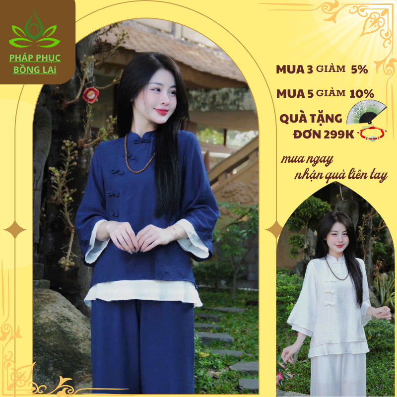 Bộ Đi Chùa Trơn Mẫu Mới Khuy Tàu Lệch Viền Trắng, Pháp Phục Giản Dị Tay Lỡ Chất Đũi Lạnh ...