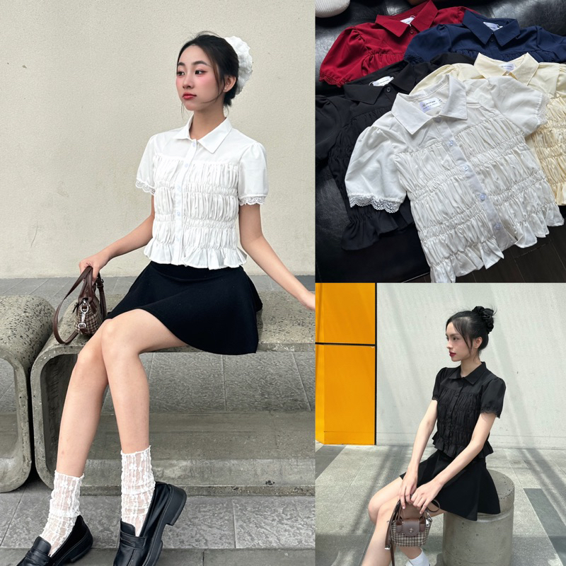 LAYLIE TOP - Áo Sơ Mi DEROSE Chi Tiết Smocking Nhún Vải Cotton Mềm Mát ...