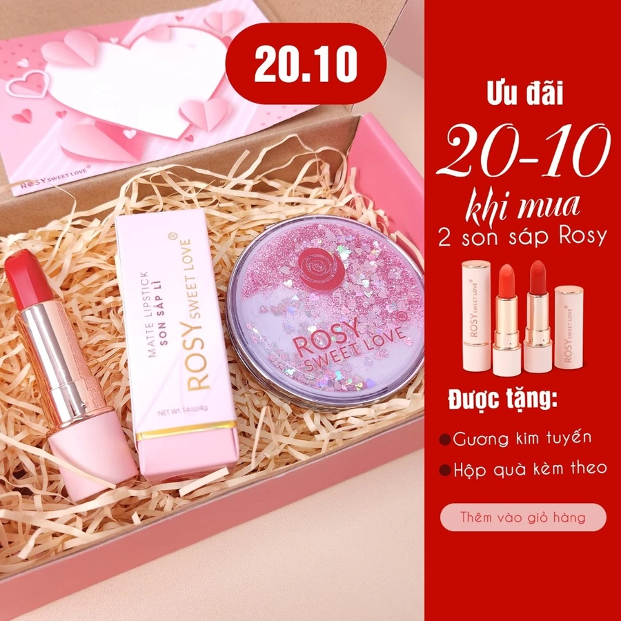 Set Combo 2 Son Rosy Sweet Love, An Toàn, Không Chì - Hộp Quà Tặng Mẹ ...