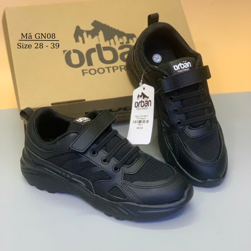 Giày đen cho bé trai Urban Việt Nam Xuất khẩu dáng thể thao êm nhẹ cao cấp cho bé trai 4 - 12 ...