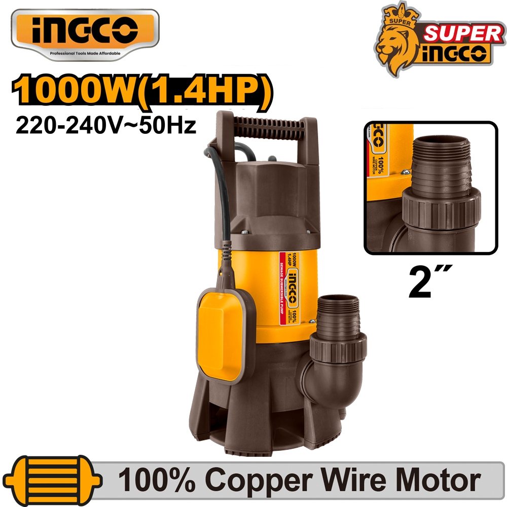 Máy bơm chìm nước thải 1000W(1.4Hp) - 750W(1.0Hp) Ingco SPD10001 ...