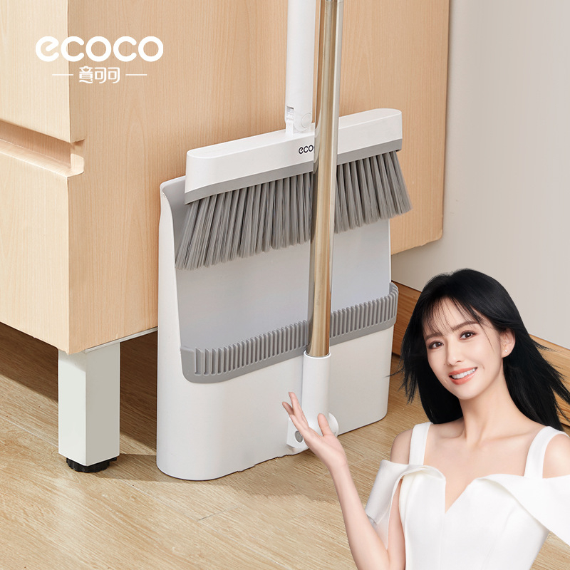 Bộ chổi quét nhà cán dài kèm hót rác 2 in 1 xoay 180 độ ECOCO gấp gọn lông mềm cao cấp tiện dụng ...