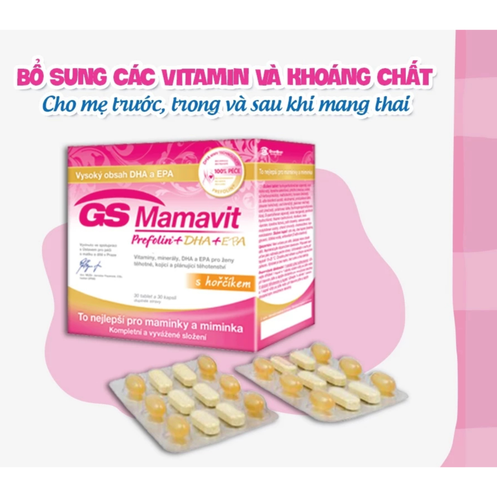 GS Mamavit 60 Viên DHA cho bà bầu + bổ sung Vitamin tổng hợp, DHA, EPA ...