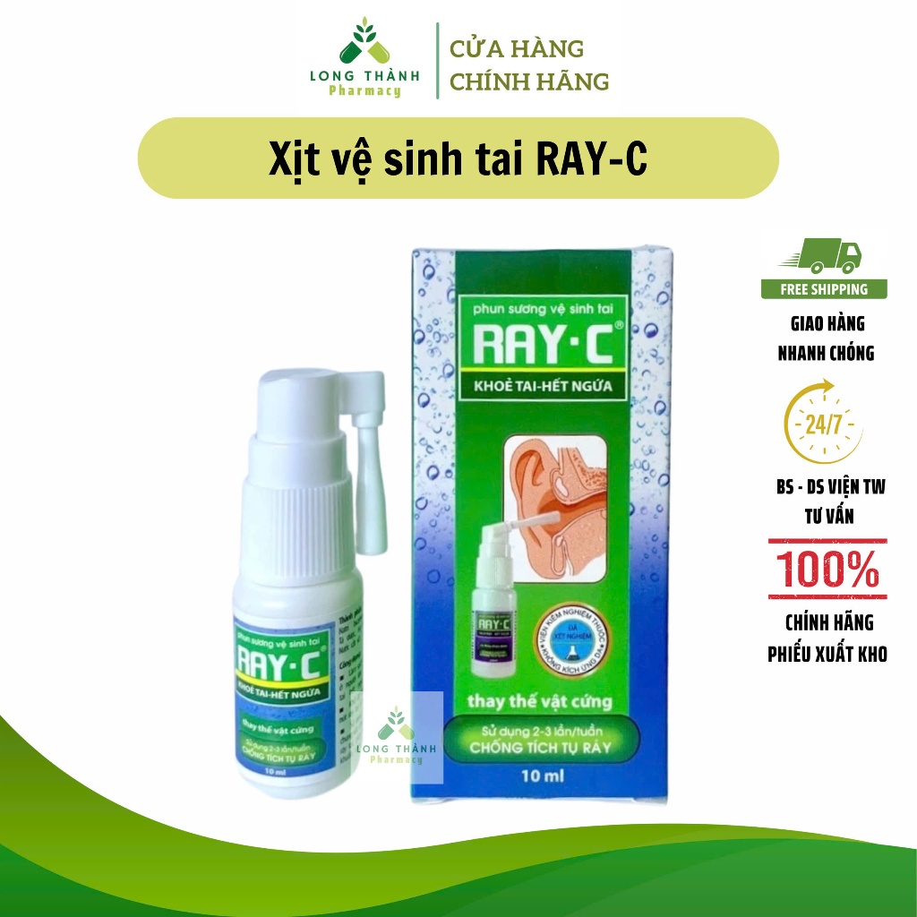 Xịt vệ sinh tai RayC làm sạch ráy tai cho người lớn và trẻ em (Lọ 10ml ...