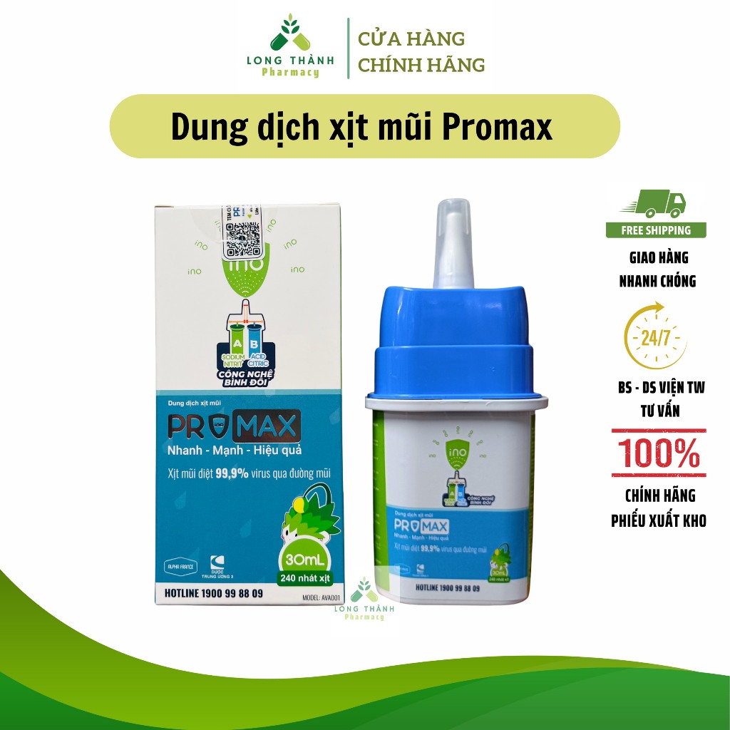 Dung dịch xịt mũi nhím xanh Promax Kids - Giảm cảm cúm, sổ mũi, viêm ...