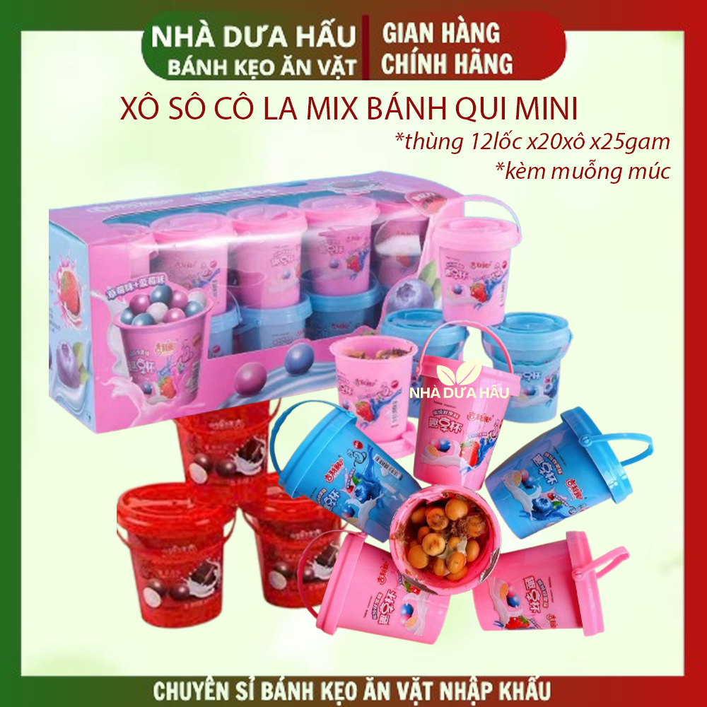 [XÔ MINI 25GAM] Kẹo sô cô la mix bánh qui kèm muỗng múc | Shopee Việt Nam