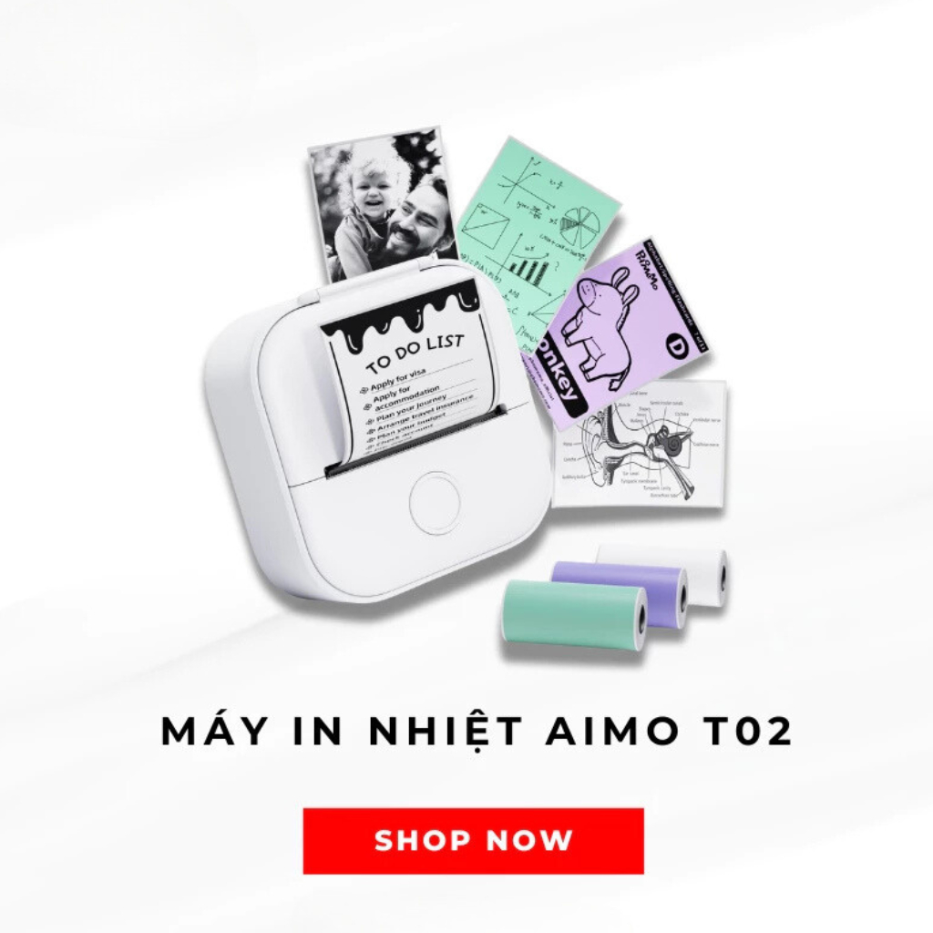 Máy In Nhiệt, Máy In Mini Aimo T02 Kết Nối Bluetooth Cho Điện Thoại ...