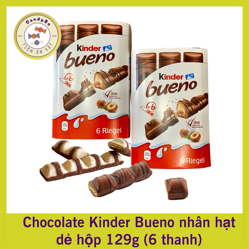 Socola Chocolate Kinder Bueno nhân hạt dẻ hộp 129g (6 thanh) | Shopee ...