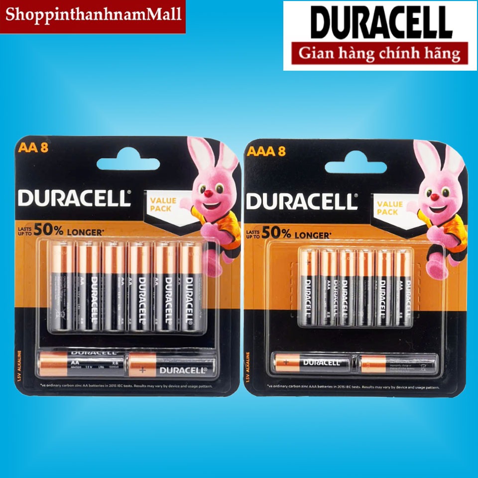 Vỉ 8 Viên Pin AA , Pin AAA Duracell Coppertop Alkaline Cao Cấp Siêu Bền ...