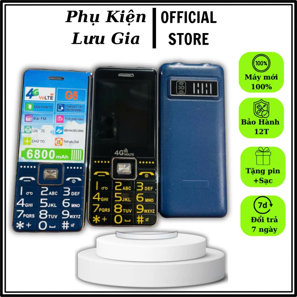 Điện Thoại Người Già , Người Cao Tuổi 4G VoLTE G6/G600 Xịn Siêu Bền , Pin Khủng 6800mAh , Loa To ...