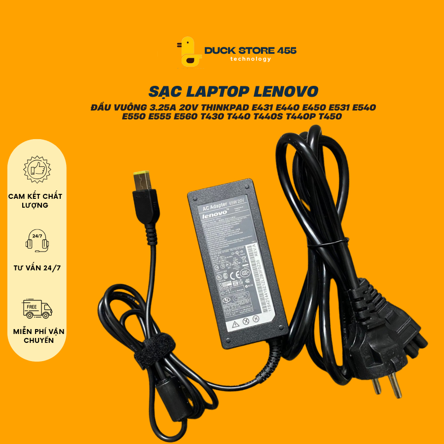 Sạc Zin Laptop Lenovo Đầu USB 3.25A 20V ThinkPad E431 E440 E450 E531 E540 E550 E555 E560 T430 ...