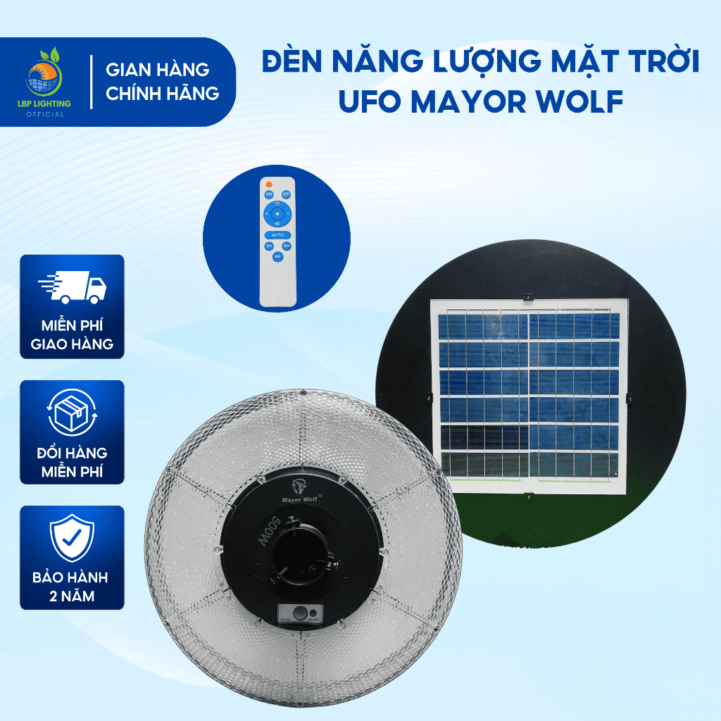 Đèn Năng Lượng Mặt Trời UFO Mayor Wolf Siêu Sáng 10-15 Giờ Công Suất ...