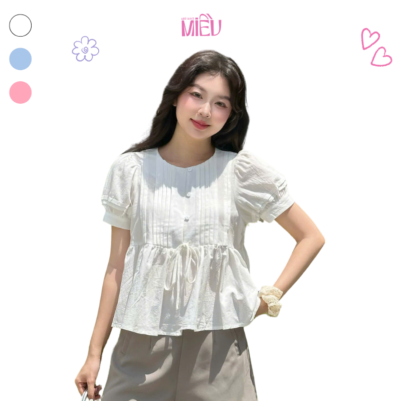 Áo kiểu babydoll tay phồng nữ tính dễ thương có size Tove Miều Est.2013 | Shopee Việt Nam