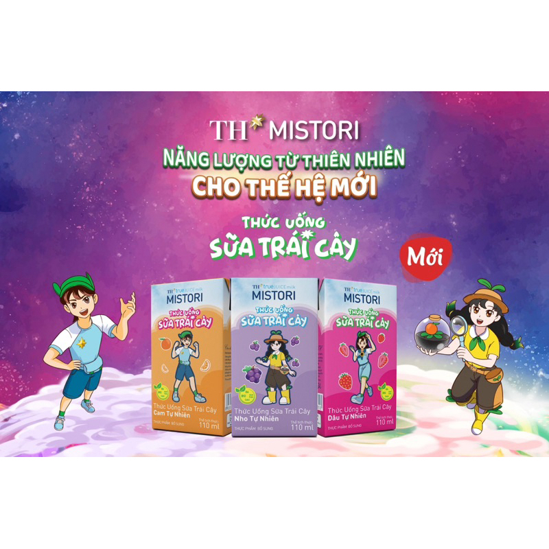 Thùng 48 hộp thức uống Sữa trái cây tự nhiên TH true JUICE milk MISTORI ...