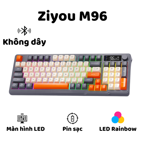 Bàn phím không dây Bluetooth M96 - Led Rainbow - Pin Sạc 2000mah - Phím PBT - Full Size | Shopee ...