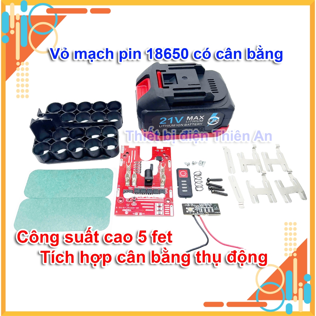 Vỏ mạch 10 cell 5S 2P 15 cell 5S 3P có cân bằng đèn led báo pin chân ...