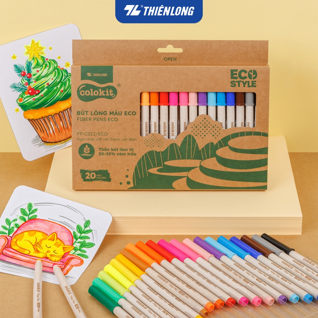 Bút lông 20 màu Fiber Pen Thiên Long Colokit ECO Style FP-C012/ECO ...