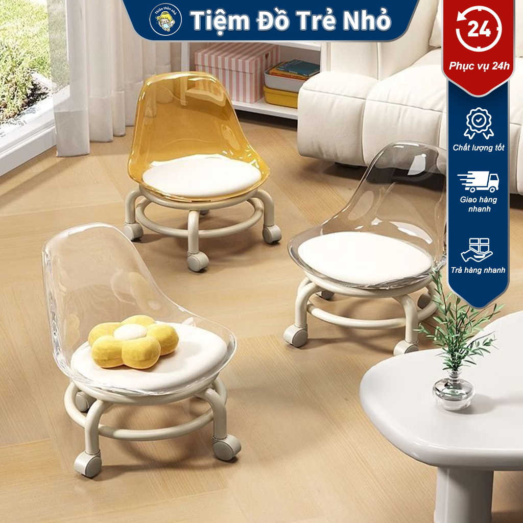 Ghế Nhỏ Ròng Rọc Ghế Thấp Với Tựa Lưng Trong Suốt Có Bánh Xe Không Ồn ...