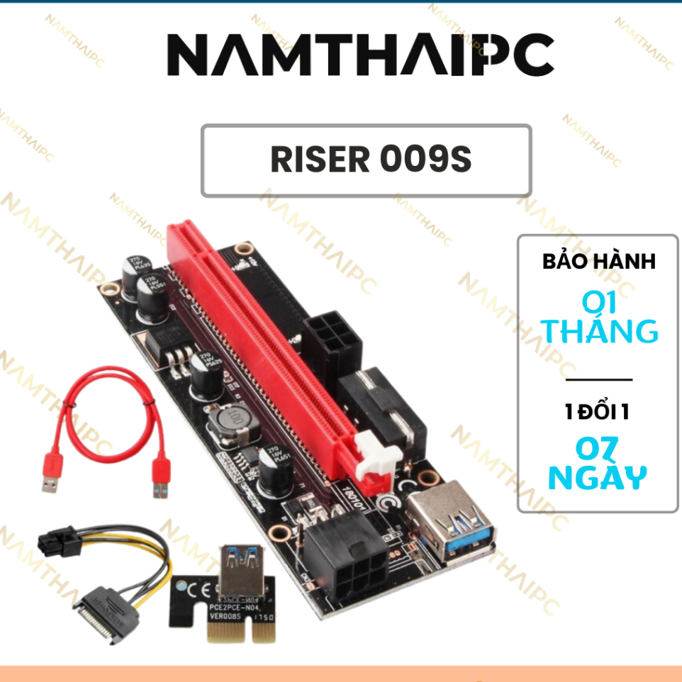 Dây Riser 009s Có LED màu đỏ CAO CẤP NEW, Riser 4 tụ, Riser 8 tụ ...