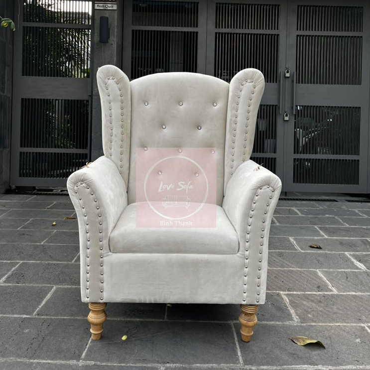 Ghế Sofa Đơn - Ghế Tân Cổ Điển Nữ Hoàng Màu Nhung Trắng Kem Cho Tiệm Nail Xinh Xinh Hình Thực Tế ...