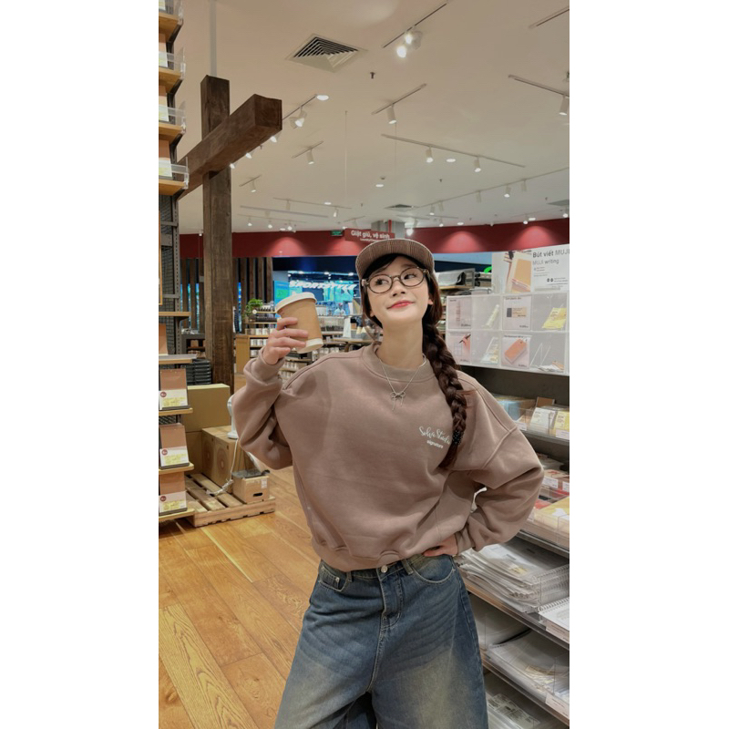 ÁO SWEATER BOXY NỈ BÔNG NỮ ÁO NỈ SWEATER FORM BOXY SOHA BASIC | Shopee Việt Nam