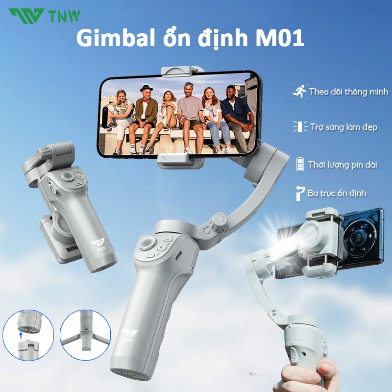 Gimbal TNW M01 chống rung điện thoại, gymbal 360 độ gậy chụp ảnh 3 chân ...