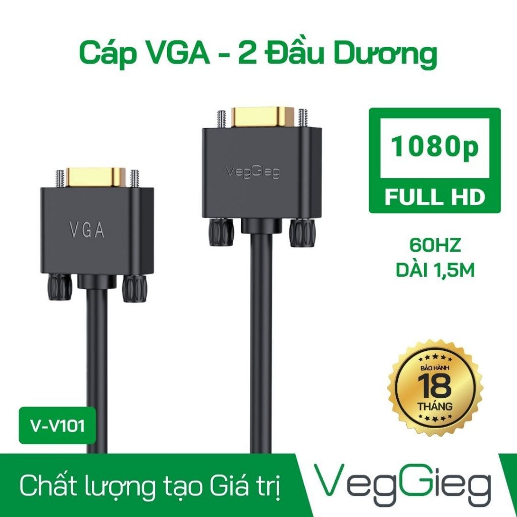 Cáp VGA 1,5M cho màn hình máy chiếu Veggieg V-V101 | Shopee Việt Nam