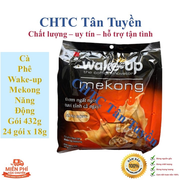Cà phê Wakeup mekong - Cà phê hoà tan Wake-up Mekong gói 432g (24 ống x ...