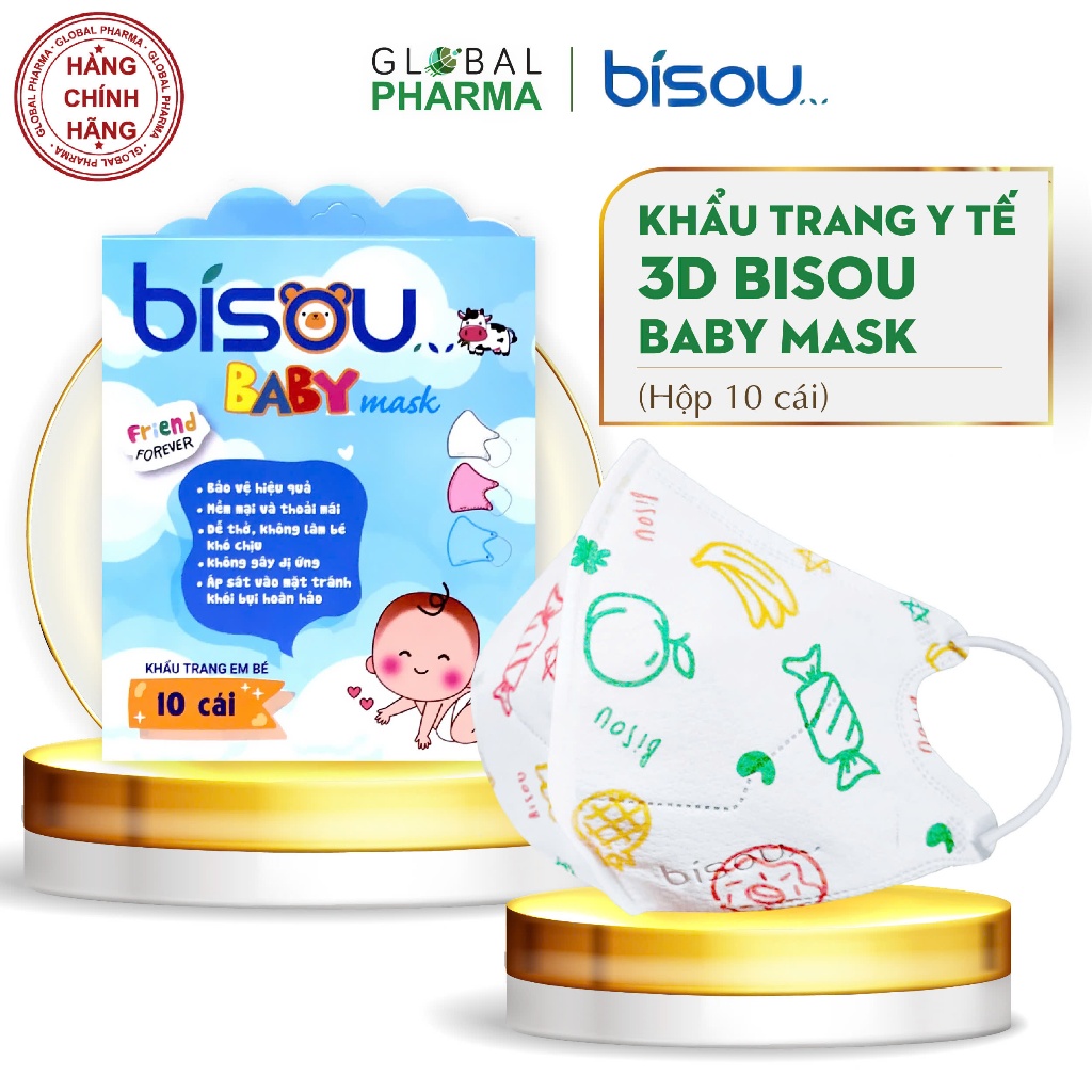 Khẩu trang 3D Bisou baby cho bé