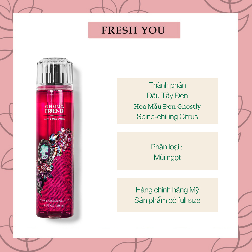 Ghoul Friend - Xịt thơm toàn thân body mist Bath & Body Works - fresh ...