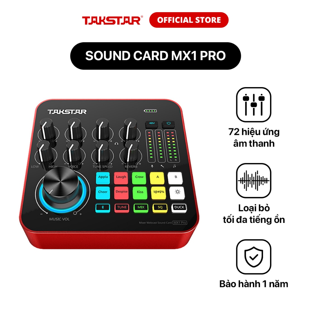 Sound Card Takstar MX1 Pro Tích Hợp Auto tune, Thu Âm, Livestream Hát ...