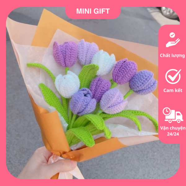 Hoa tulip 5 cánh bằng len handmade | Shopee Việt Nam
