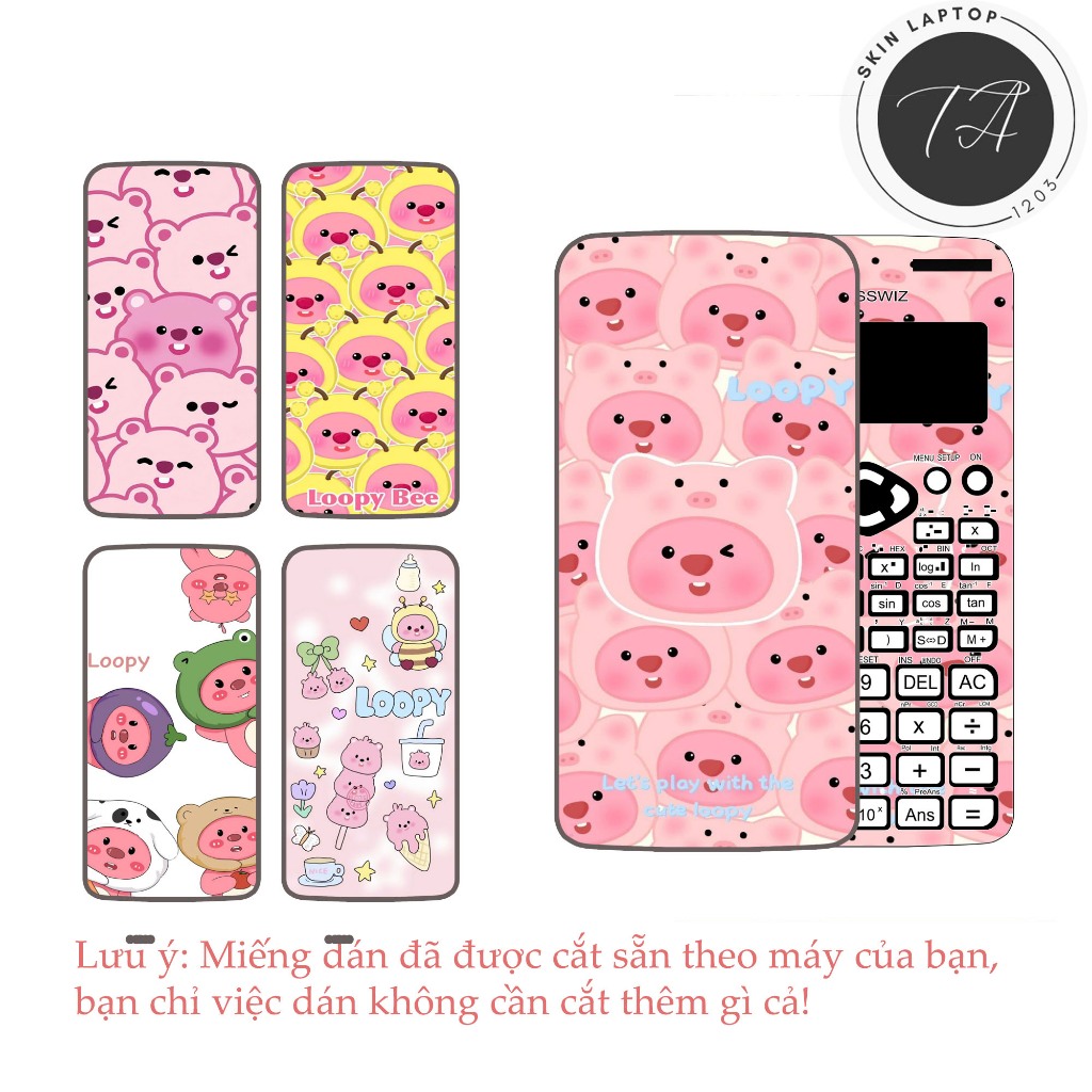 Decal dán máy tính Casio fx570, fx580, fx880 in hình Loopy đã được cắt ...
