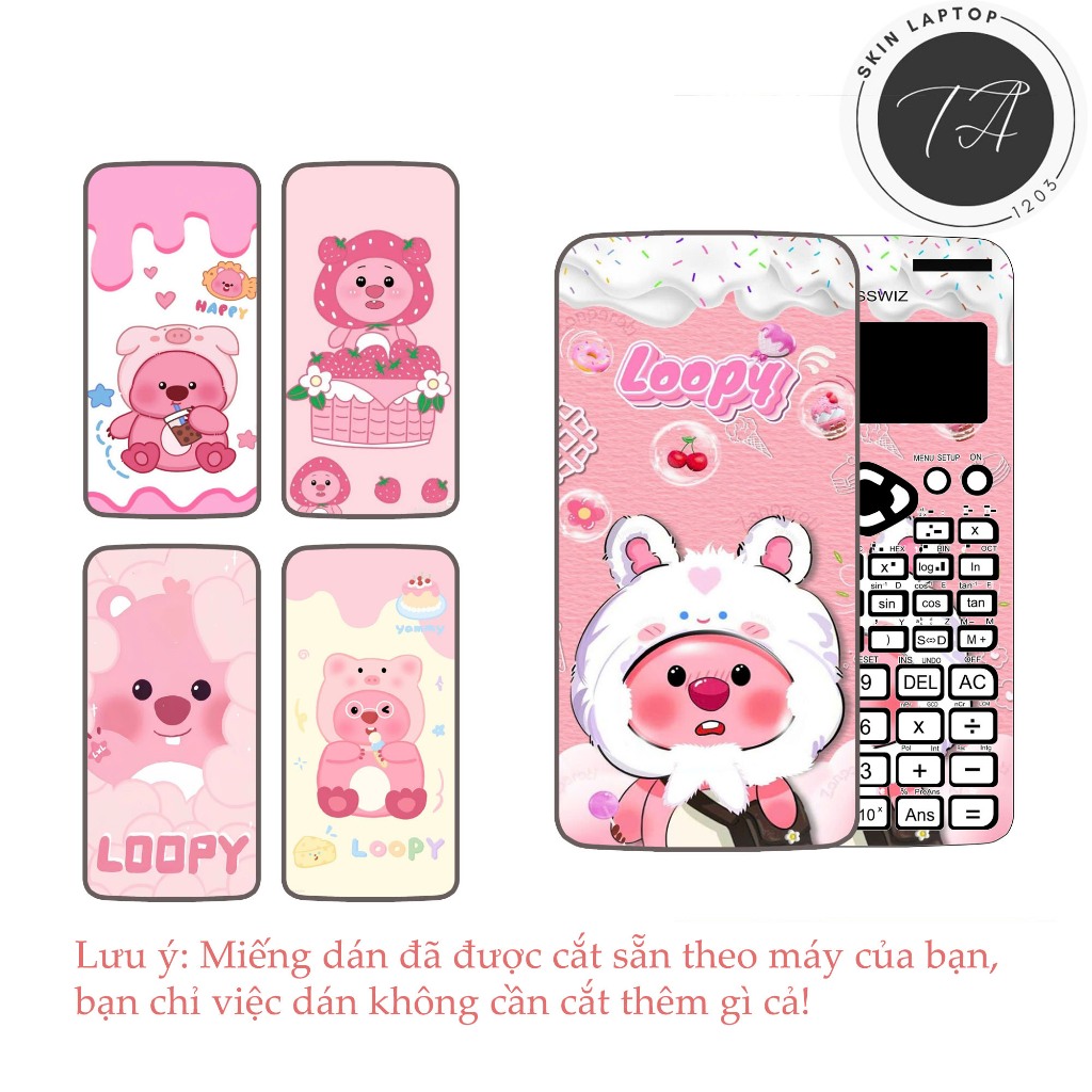 Skin Decal dán máy tính Casio fx570, fx580, fx880 in hình Loopy 4 đã ...