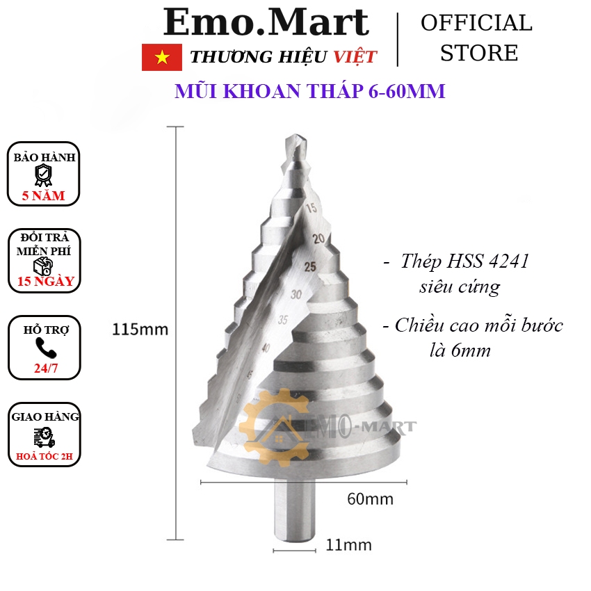⚡️𝐅𝐑𝐄𝐄 𝐒𝐇𝐈𝐏⚡️ Mũi khoan tháp ⚡️ Thép HSS siêu cứng phủ titanium bạc - Mũi khoan từ 6-60mm ...