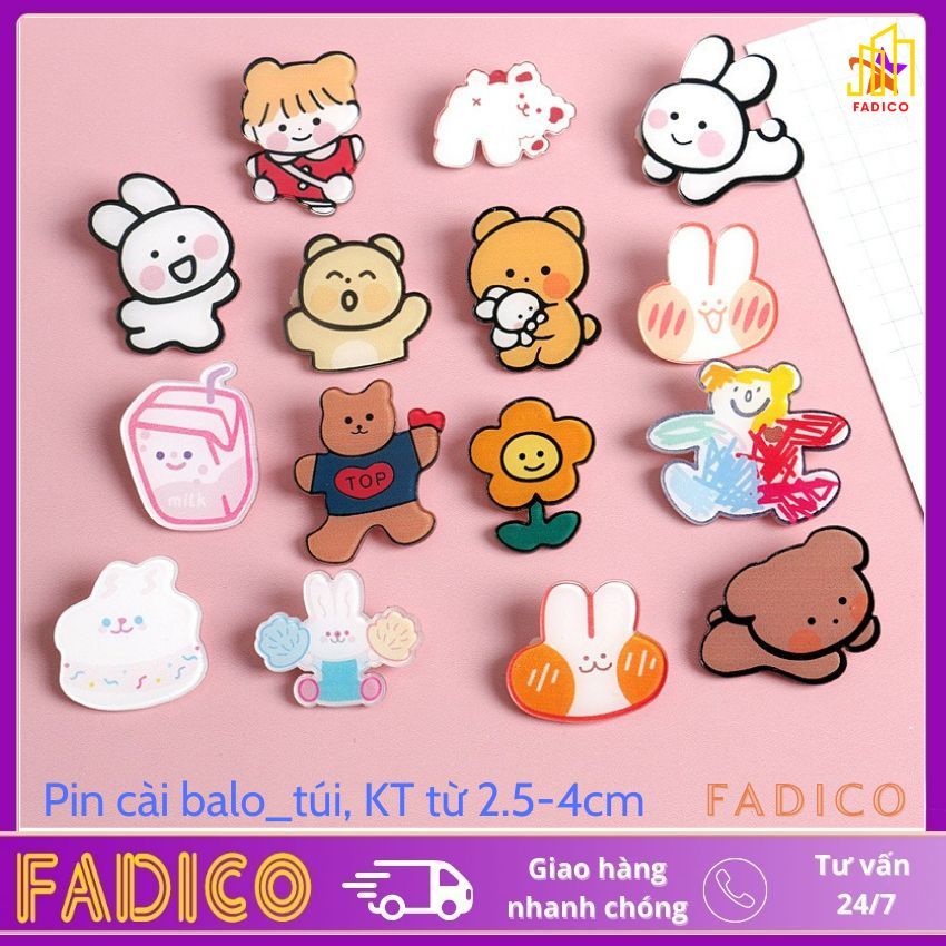 SỈ GHIM CÀI BALO TÚI VÍ - STICKER HOẠT HÌNH THỎ- PIN CÀI TÚI DỄ THƯƠNG ...