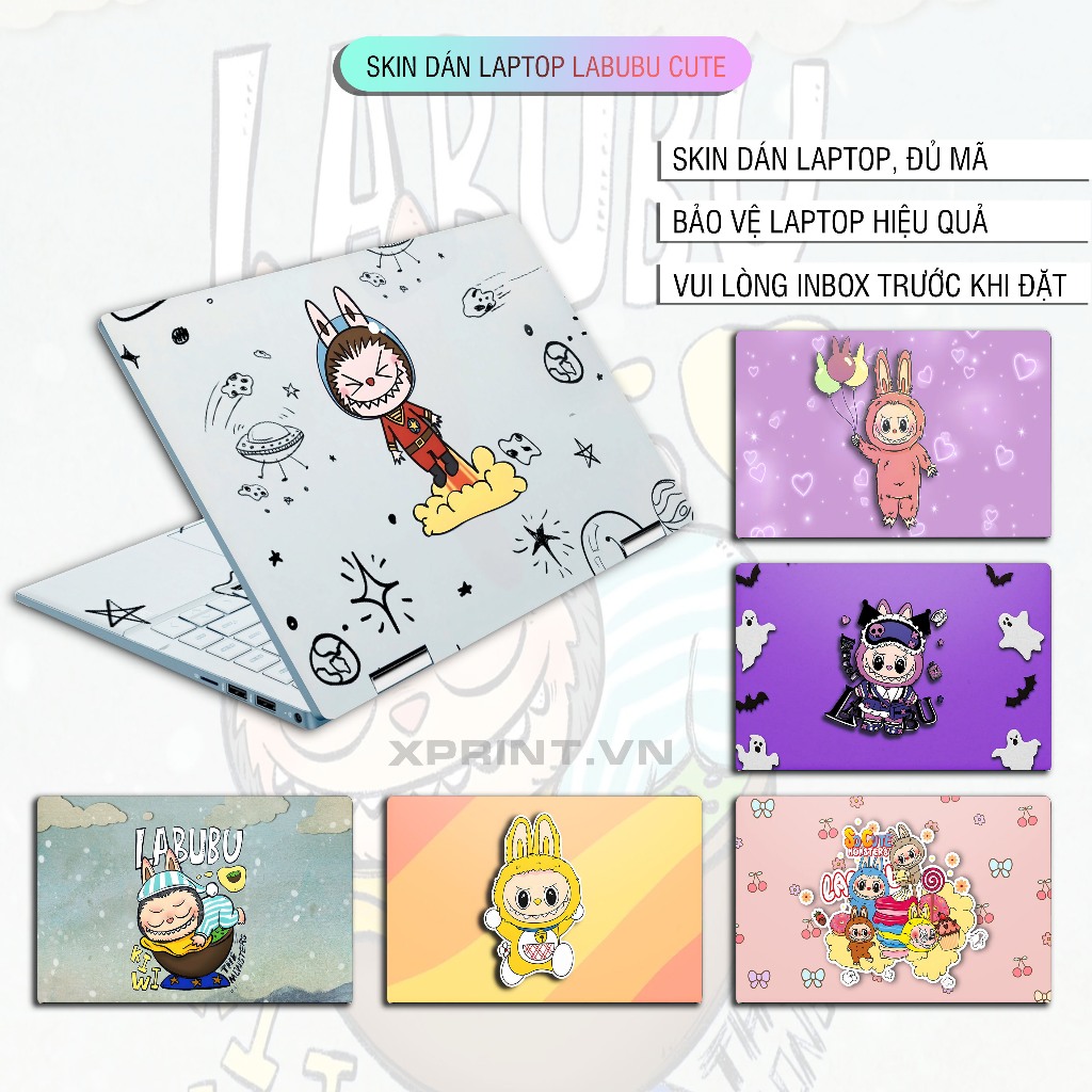 Miếng dán laptop, 12 mẫu Labubu cute cho Laptop Laptop Acer, HP, Dell ...