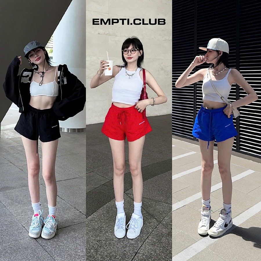 QUẦN SHORT NỮ DÙ THÊU TRACK SHORT EMPTI.CLUB QS-04 | Shopee Việt Nam