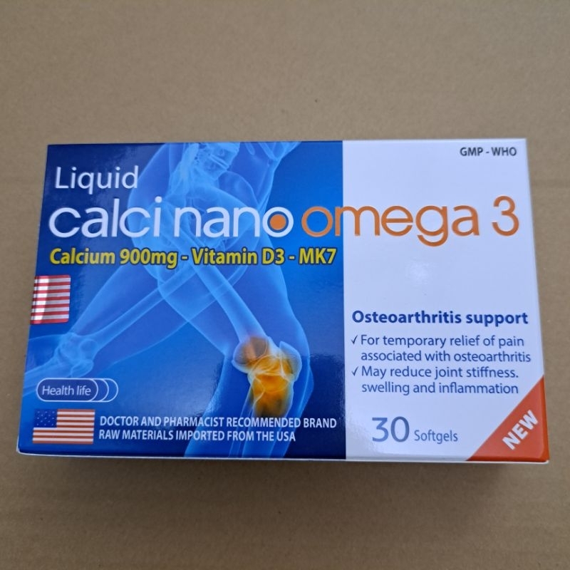 Viên uống bổ sung canxi nano LIQUID CALCI NANO OMEGA 3 Hộp 30 viên phòng ngừa loãng xương khỏe ...
