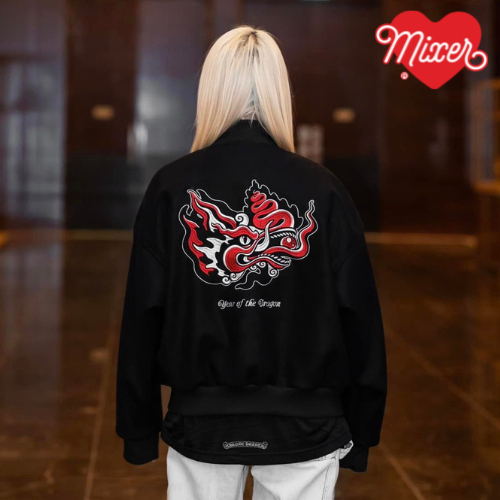 Áo khoác Bomber MIXER "Year of the Dragon" nam nữ chất dạ ép logo thêu ...