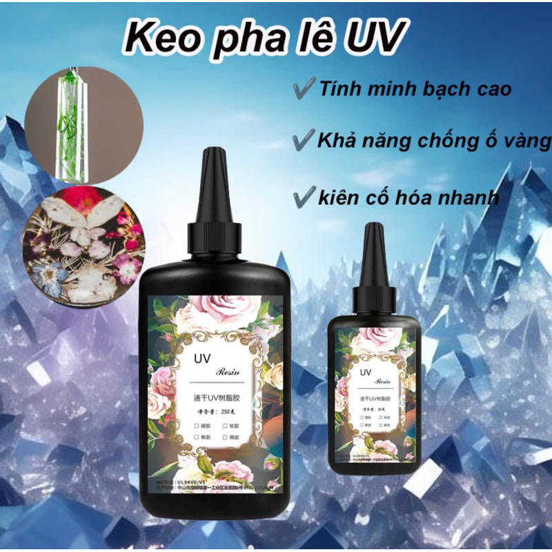 Keo Resin UV, keo Loại Cứng, keo Trong Suốt, làm mặt dây chuyền, làm thủ công, không mùi, không ...