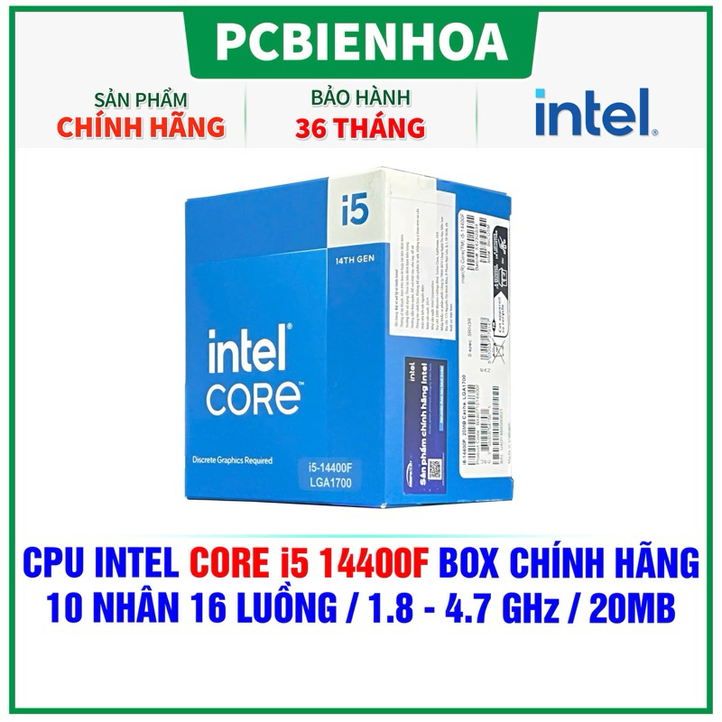 BỘ VI XỬ LÝ INTEL CORE I5 14400F / TURBO UP TO 4.7GHZ / 10 NHÂN 16 LUỒNG / 20MB / LGA1700-chính ...