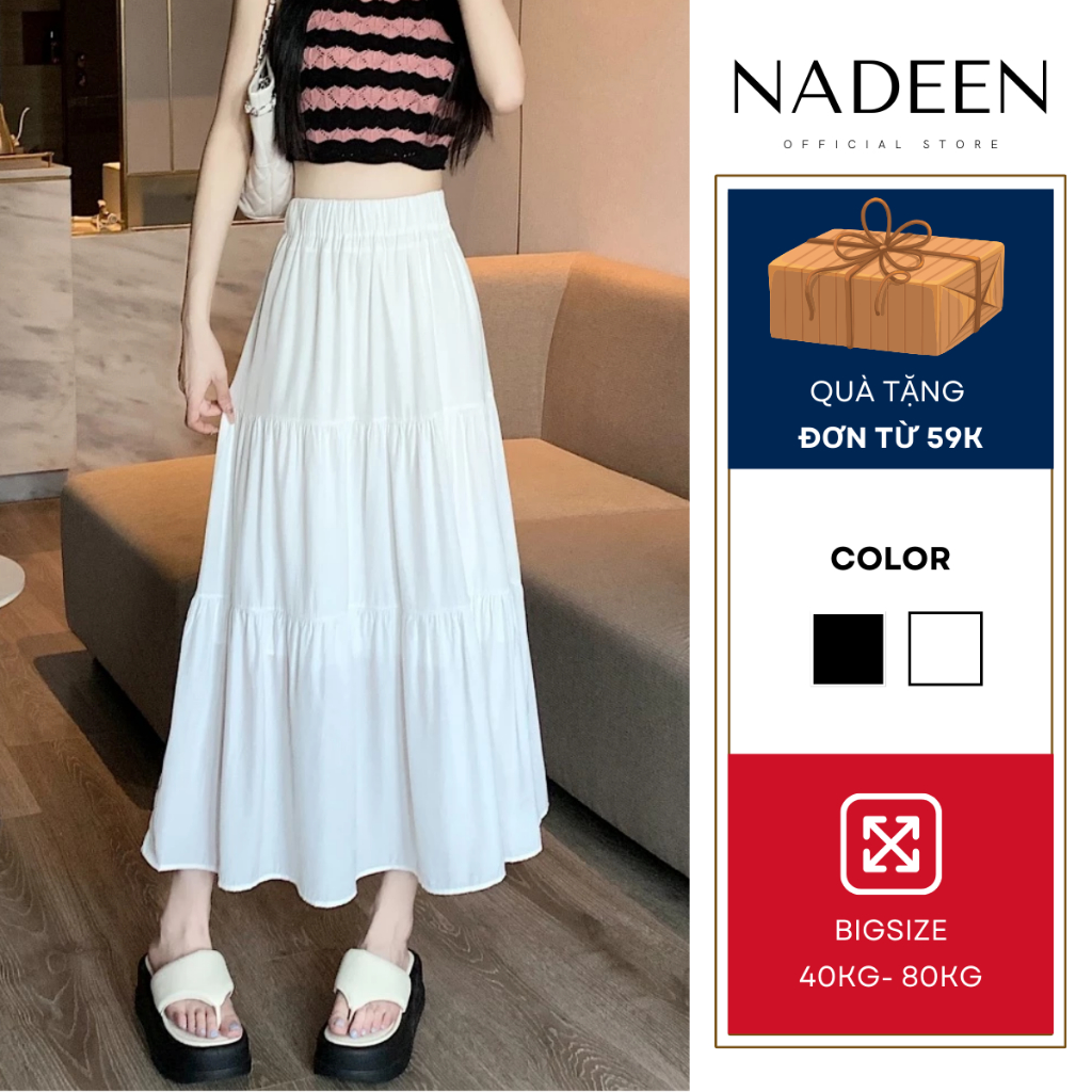 Chân váy dài maxi NADEEN BIGSIZE váy dáng suông cạp chun form rộng 3 ...