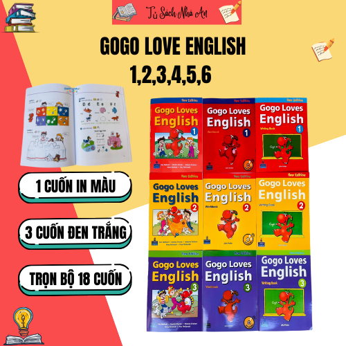 Sách - Gogo love English - 1,2,3,4,5,6 - Bộ 3q (1q màu + 2q đen trắng) | Shopee Việt Nam