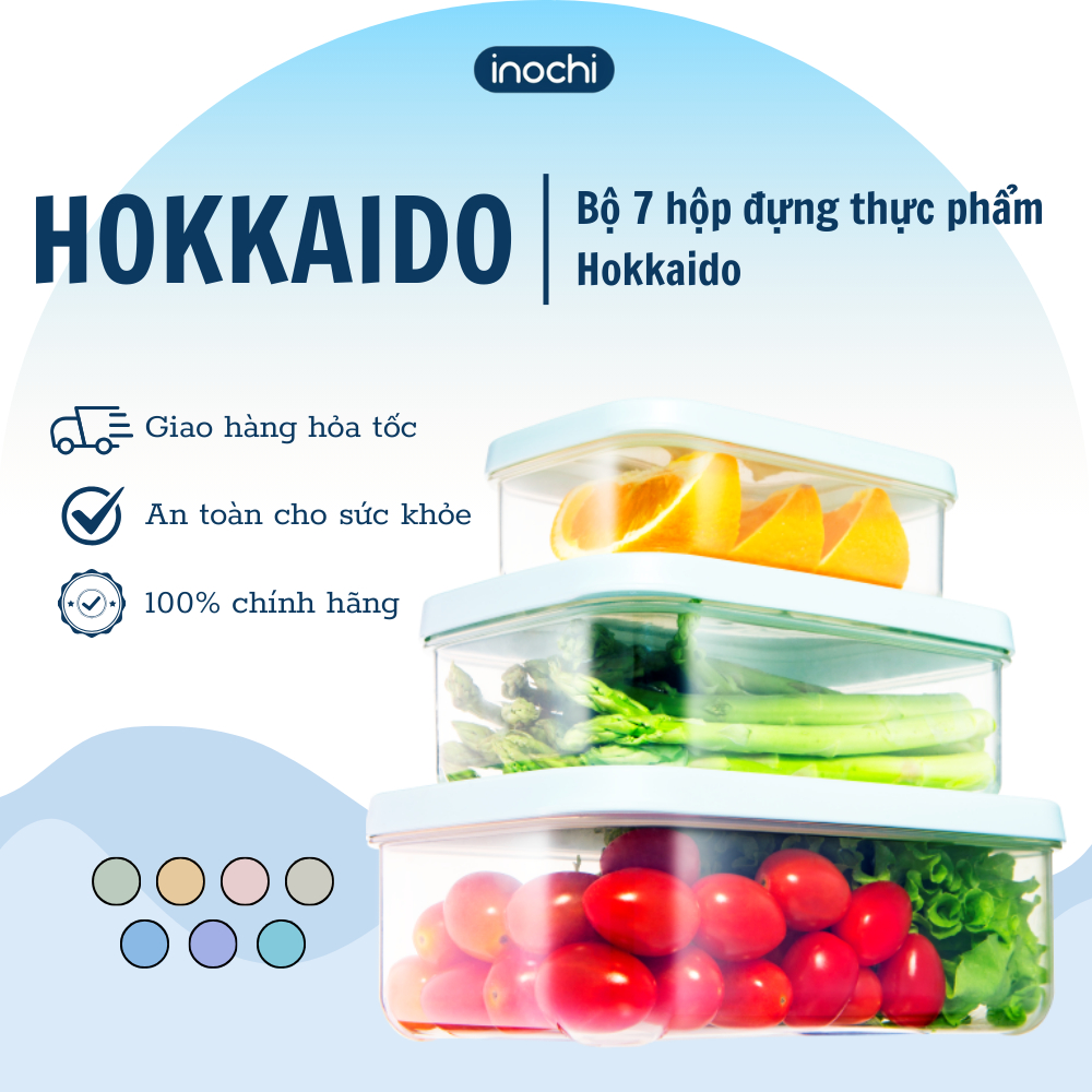 Bộ 7 hộp thực phẩm chữ nhật Hokkaido của INOCHI 500-750-1000-1500-2000-2500-3500ml | Shopee Việt Nam