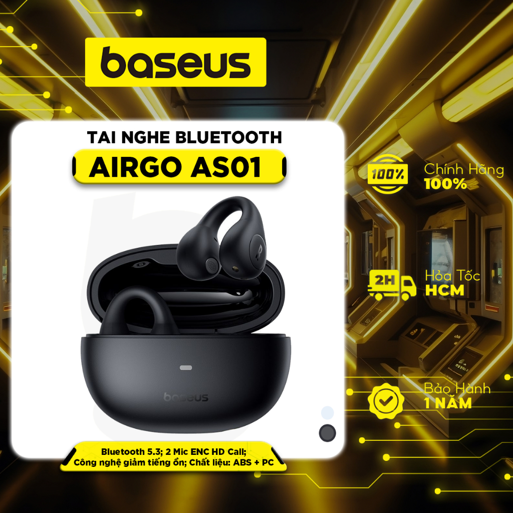 Tai nghe Bluetooth True Wireless Baseus AirGo AS01 Open-Ear bluetooth 5.3 2 Mic ENC HD giảm ồn ...