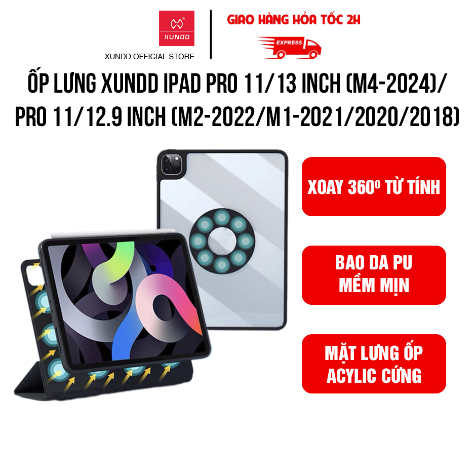Ốp lưng XUNDD Xoay 360 Từ tính iPad Pro 11/ 13 inch (M4-2024)/ Pro 11/ ...