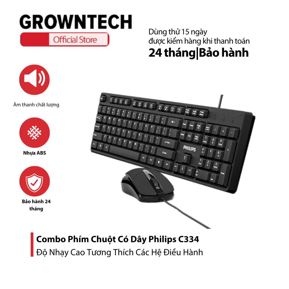 Combo Phím Chuột Có Dây Philips C334 Chính Hãng Độ Nhạy Cao Tương Thích ...