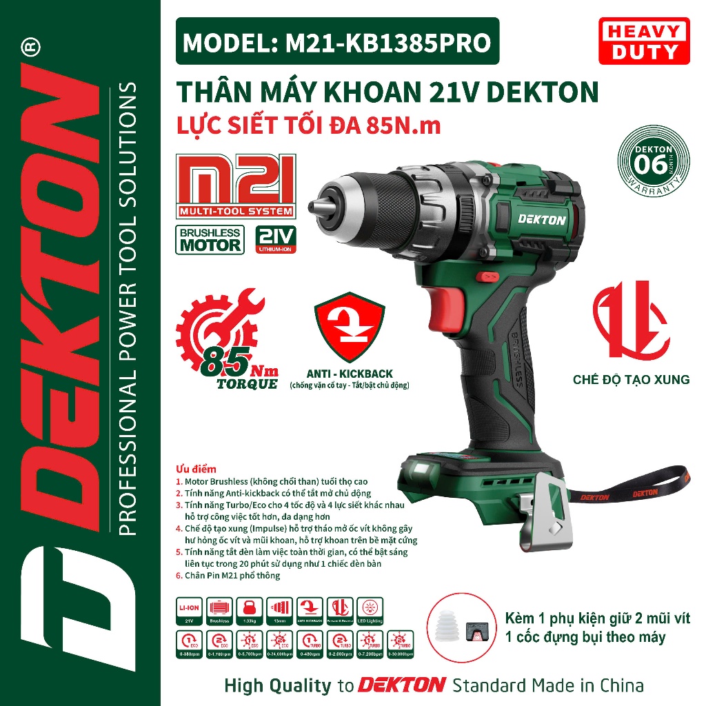 Khi Mua Máy Khoan 3 Chức Năng / Dekton / M21-KB1385PRO / 85Nm / Trang Bị Anti KickBack - ECO ...